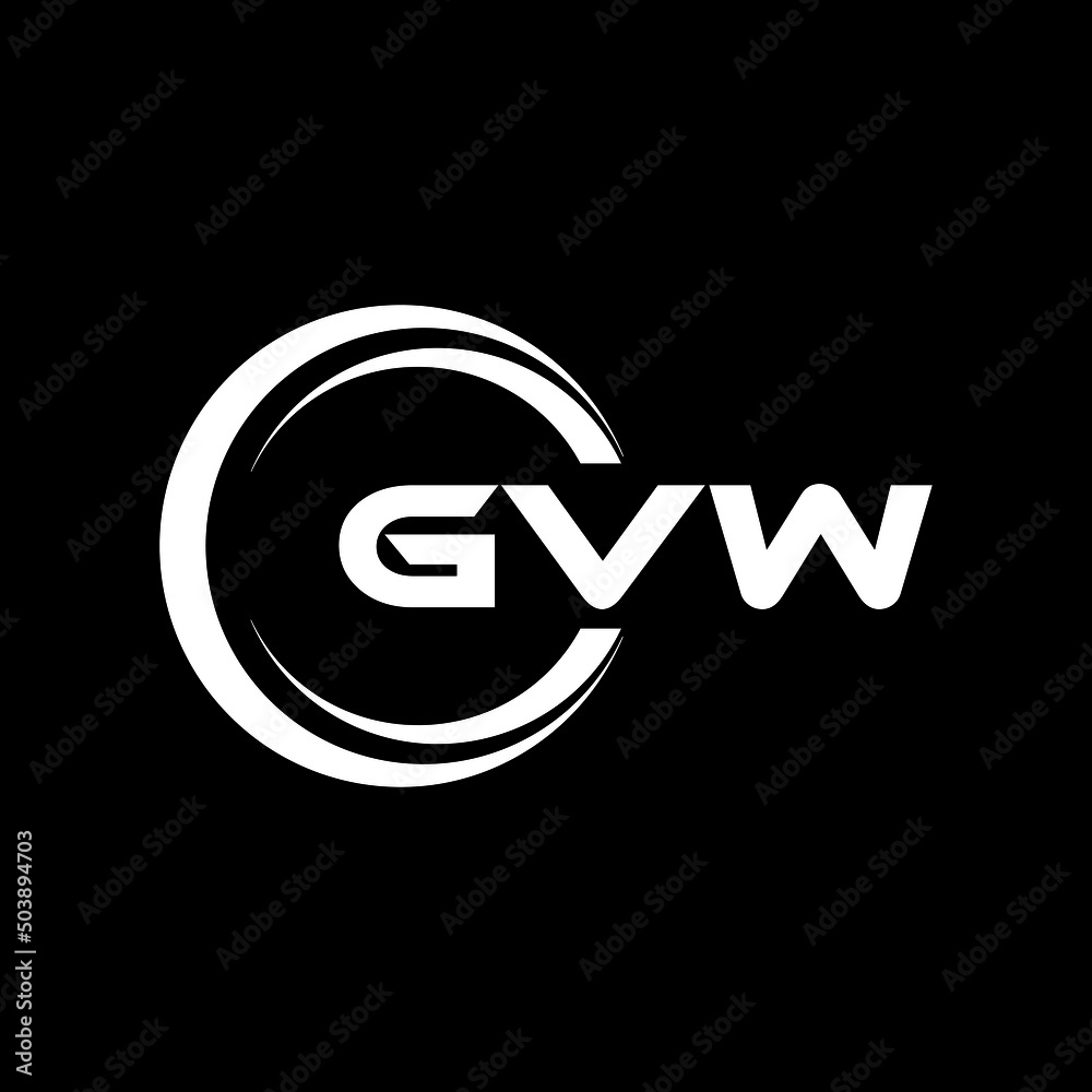 GVW letter logo design with black background in illustrator, vector ...
