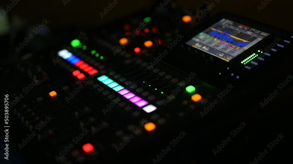 Professional sound mixing console, audio mixer, board, mixing deck or ...