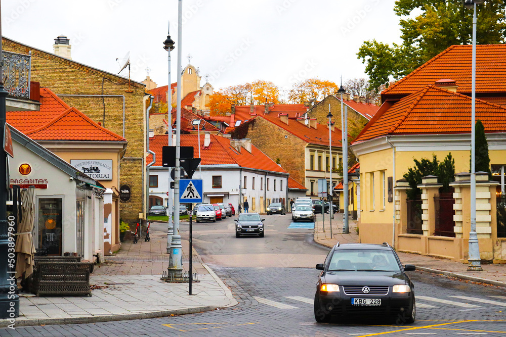 Vilnius, Lithuania - October 13, 2019. Street view in the Old Town of ...