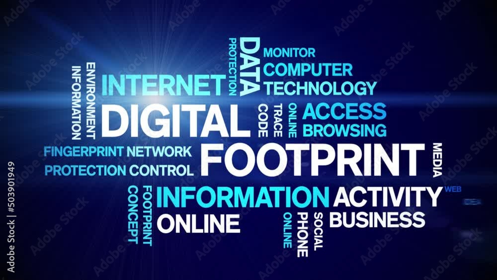 4k Digital Footprint Animated Tag Word Cloud;Text Design Animation ...