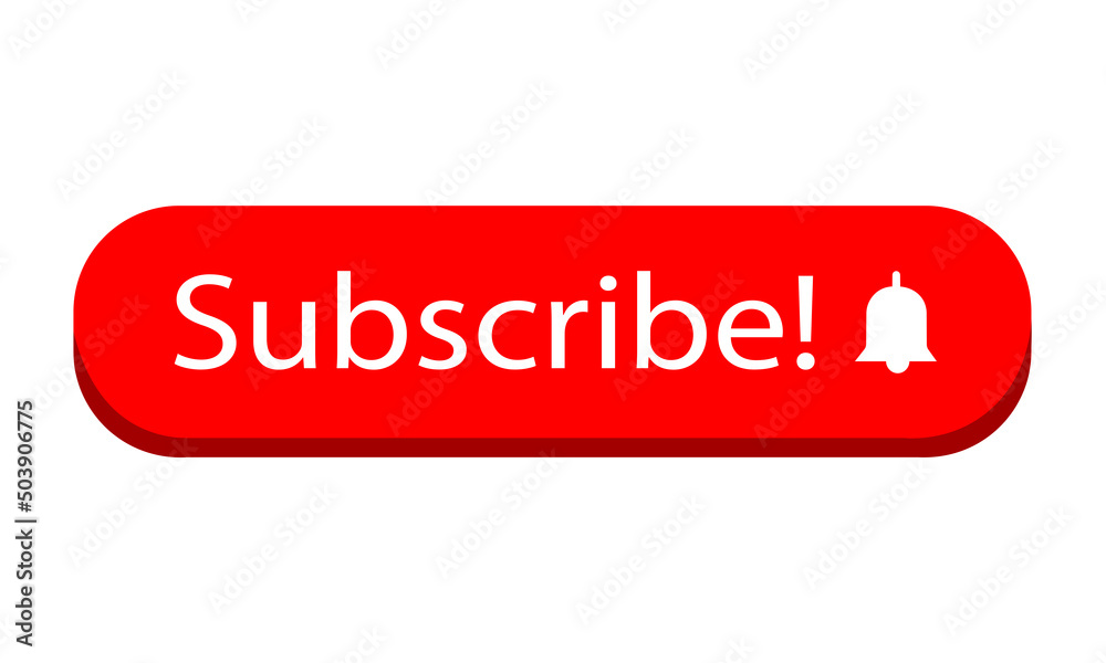 Flat subscribe button with ring bell isolated on white background ...