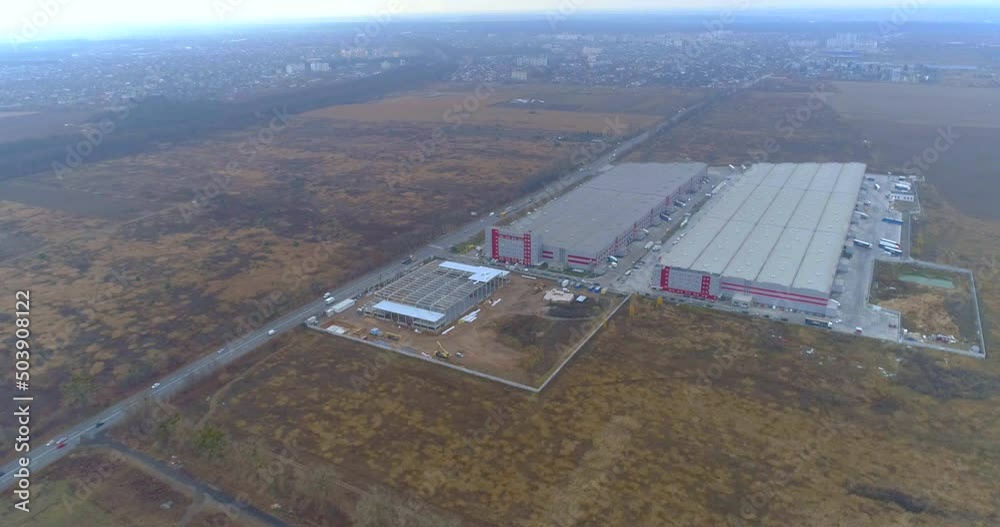 Construction of an industrial building. Reinforced concrete building ...