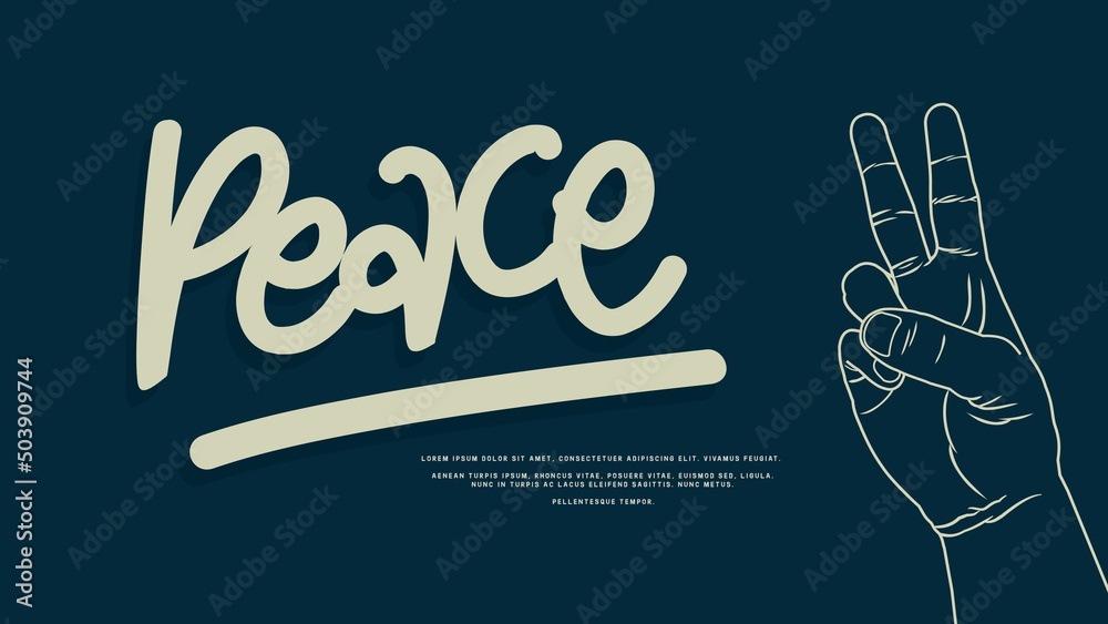 Peace day banner template with peace finger symbol line art Stock ...