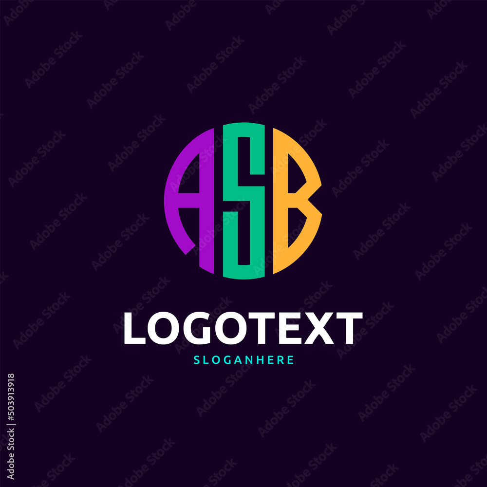 Asb Monogram logo, Asb Circle font, Round monogram Asb letters, three ...