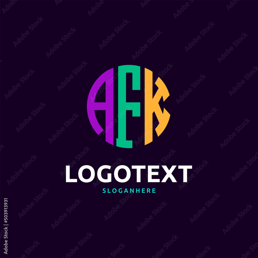 Afk Monogram logo, Afk Circle font, Round monogram Afk letters, three ...