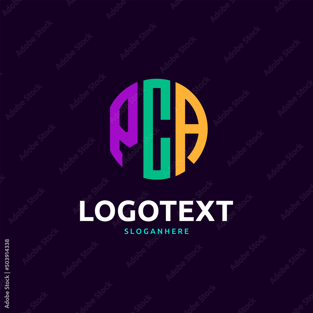 Pca Monogram logo, Pca Circle font, Round monogram Pca letters, three ...