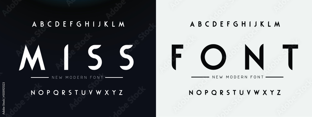 MISS Sports minimal tech font letter set. Luxury vector typeface for ...