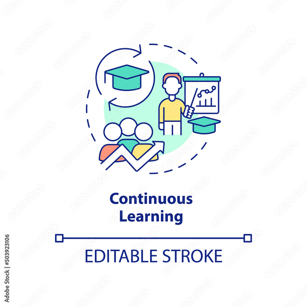 Continuous learning concept icon. Trendy skill to put in resume ...