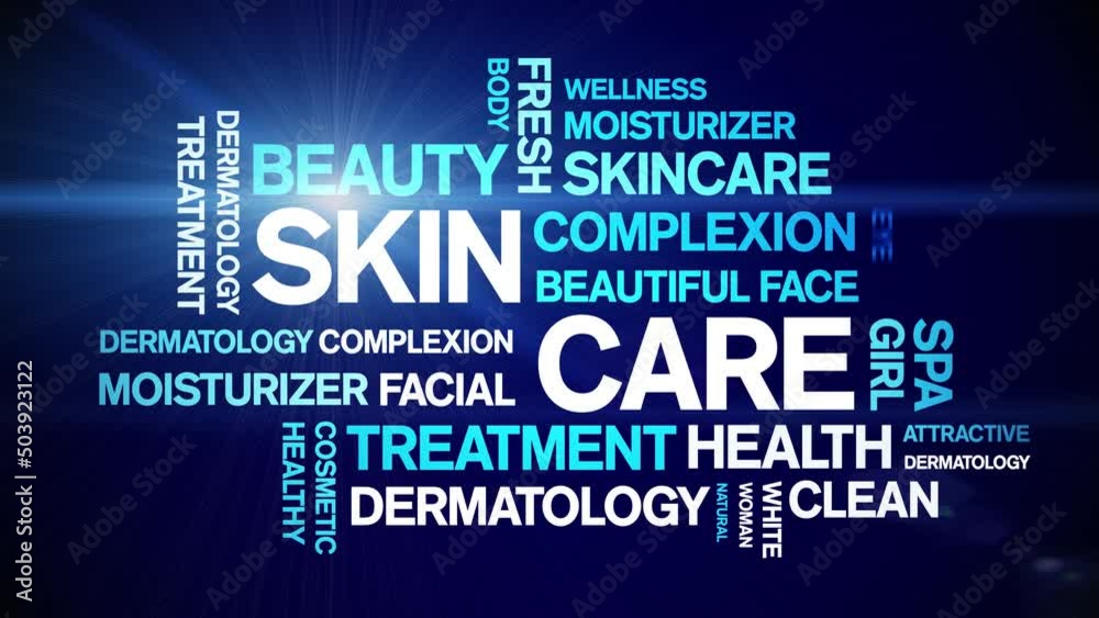Skin Care animated tag word cloud;text design animation kinetic ...