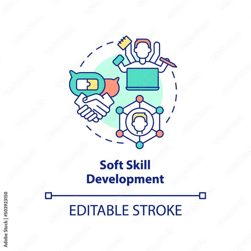 Soft skill development concept icon. In demand additional skill ...