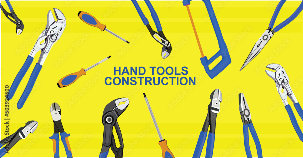 hand tools construction vector template, hand tools, help, toolbox ...