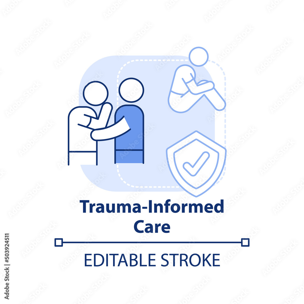 Trauma informed care light blue concept icon. Patient healing. Mental ...