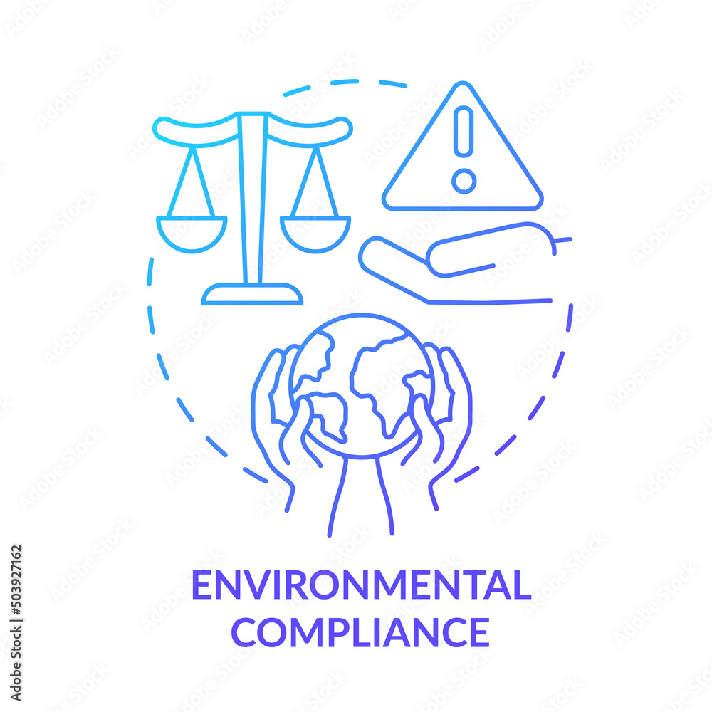 Environmental compliance blue gradient concept icon. Manage strategic ...