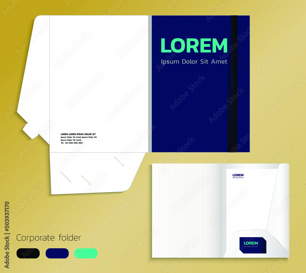 A4 size single pocket folder mock-up. Vector illustration Stock Vector ...