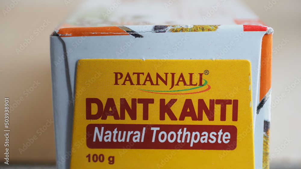Belarus,Minsk,2022. Dant Kanti toothpaste made in India. Patanjali ...
