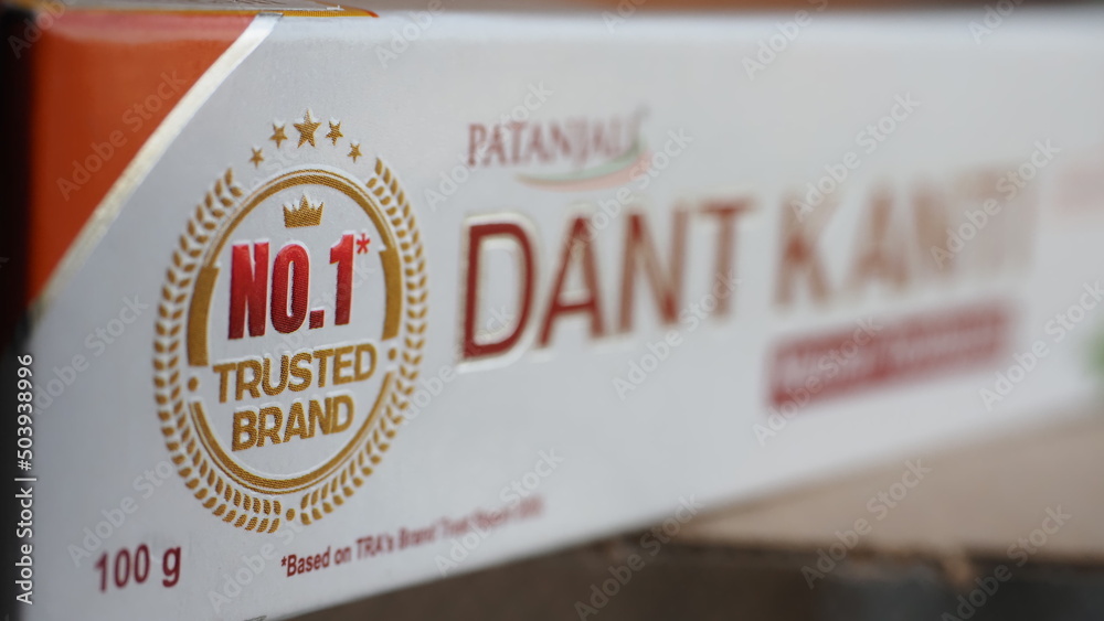 Belarus,Minsk,2022. Dant Kanti toothpaste made in India. Patanjali ...
