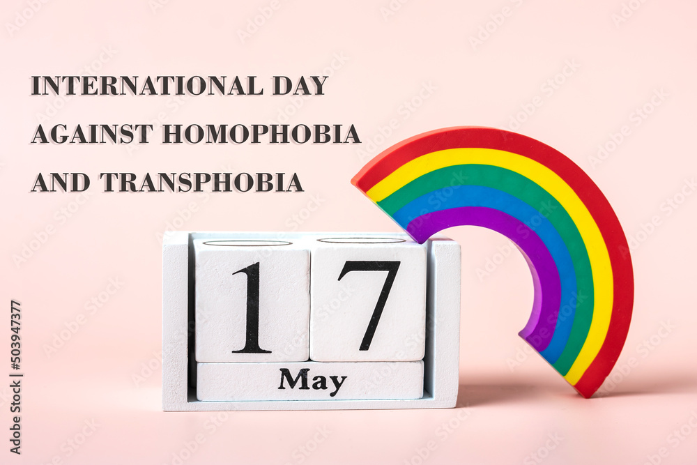 Rainbow LGBT symbol, calendar isolated on pink background 17 May ...
