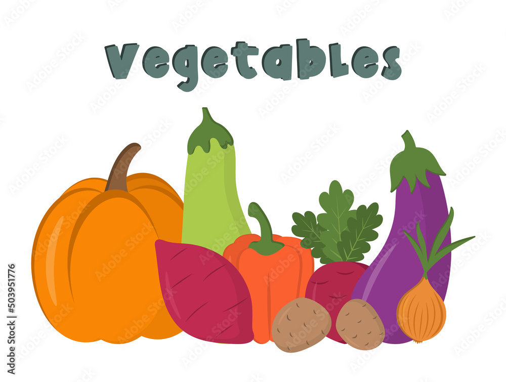 Flashcards for kids with collection of vegetables onion, eggplant ...