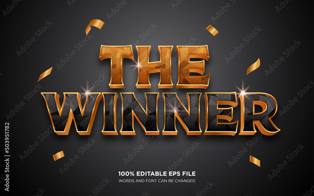 The winner 3D text style effect Stock Vector | Adobe Stock