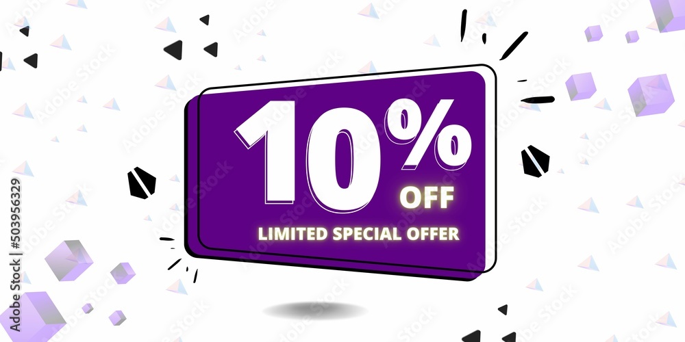 10% off limited special offer. Banner with ten percent discount on a ...