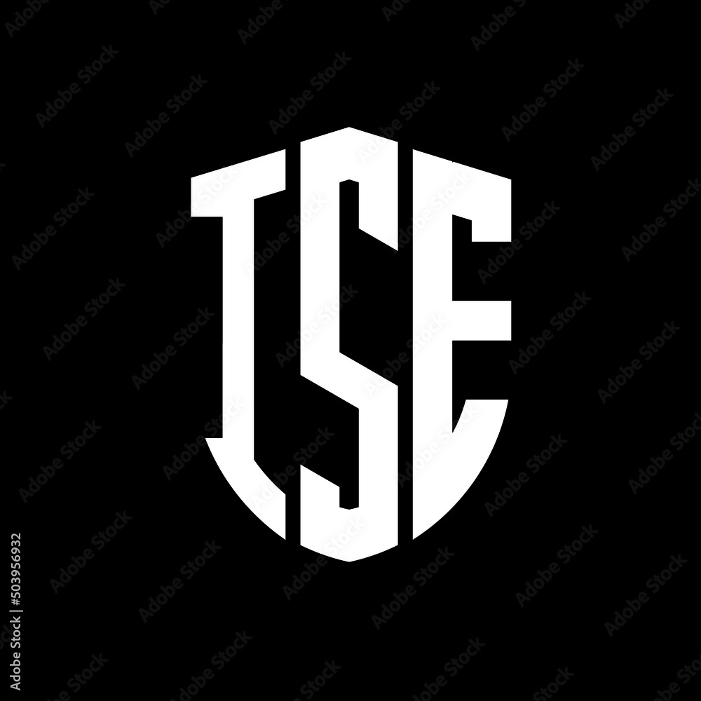 ISE letter logo design. ISE modern letter logo with black background ...