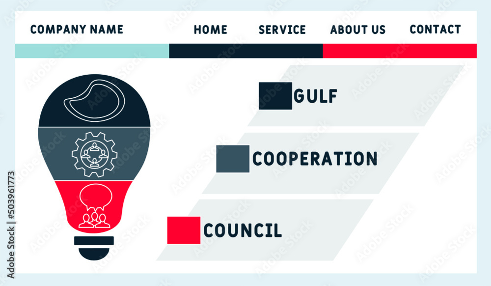 GCC Gulf Cooperation Council acronym. business concept background ...