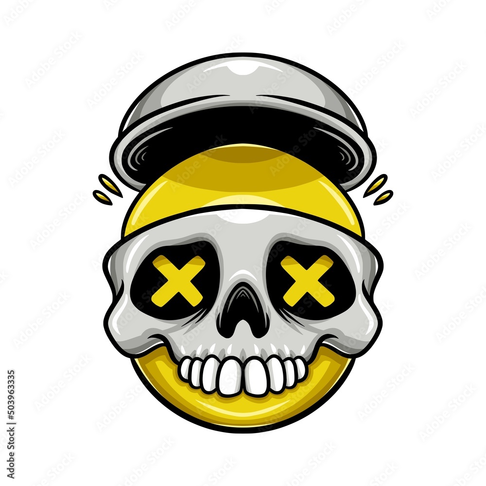 Smiley face skull streetwear cartoon Stock Vector | Adobe Stock