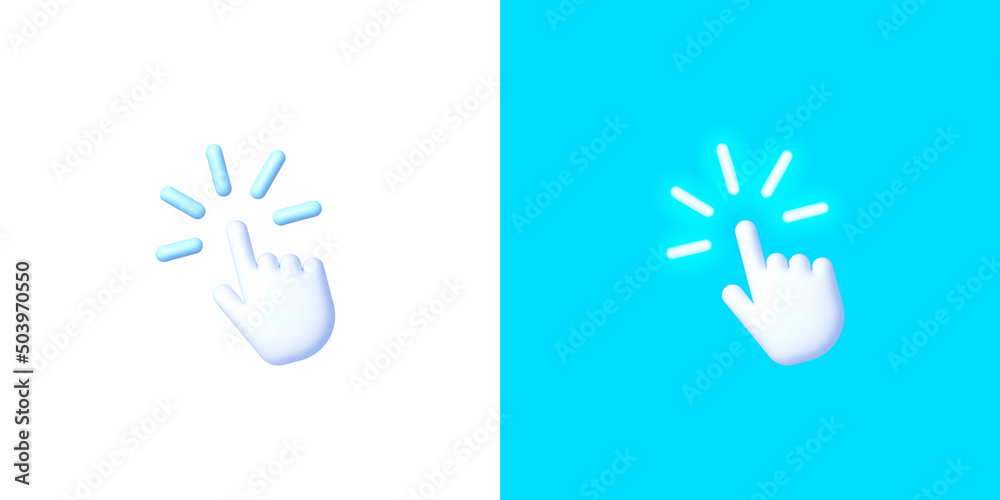3d computer cursor hand web for concept design. 3d hand pointing icon ...