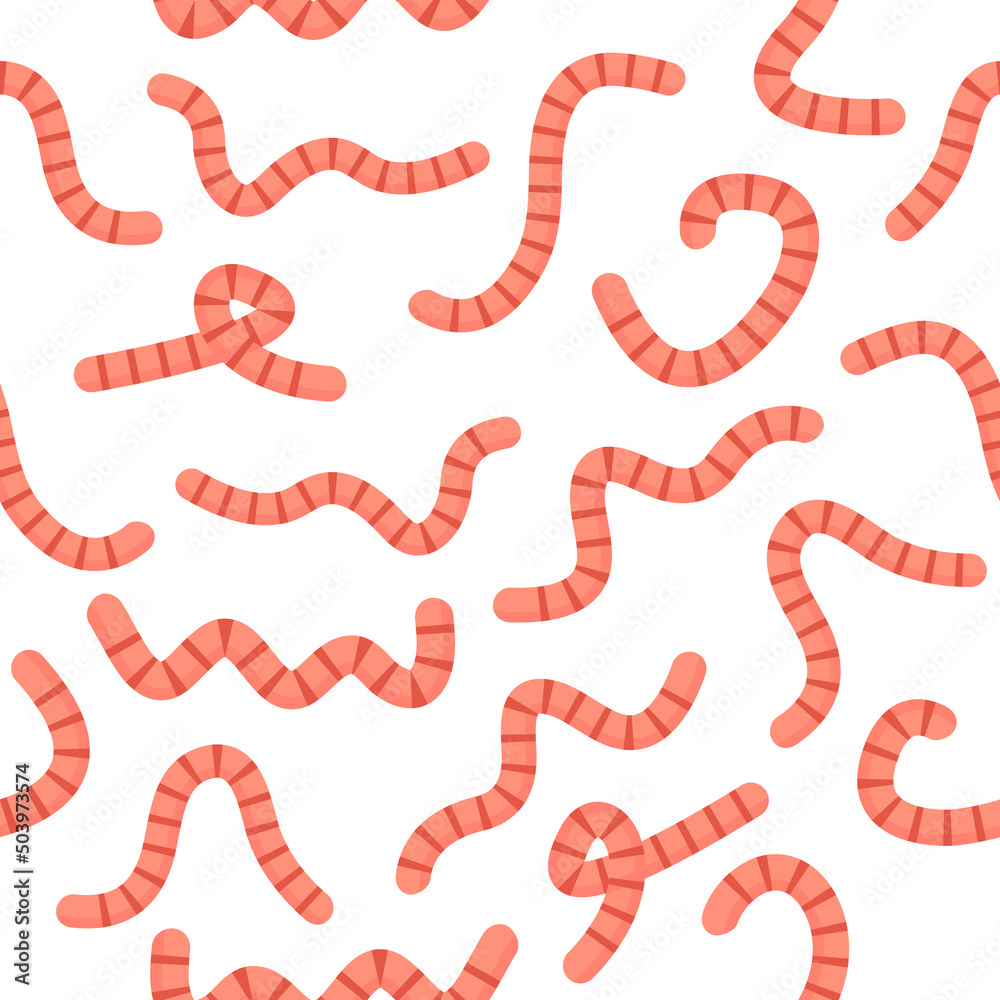 Worms seamless pattern. Cartoon earthworms set. Cute child wallpaper ...