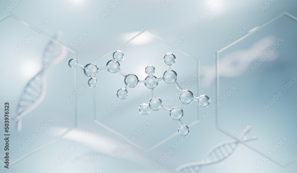 Realistic molecules background. Science illustration of a cream ...