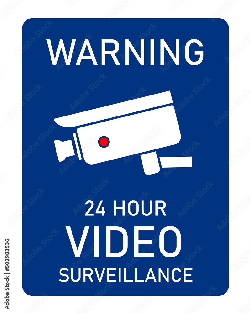24 hour video surveillance warning sign Stock Vector | Adobe Stock