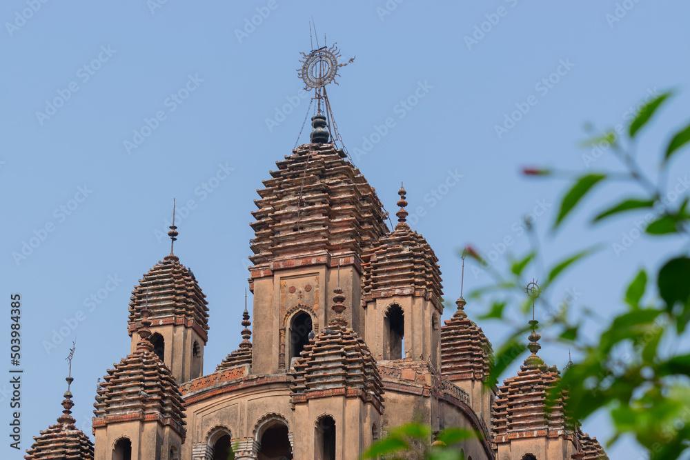 Spears and Terracotta decorations at the top of famous Hindu temple ...