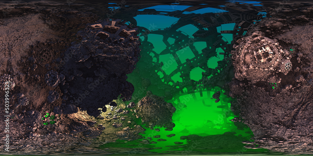 360 degree virtual alien dimension world, equirectangular projection ...