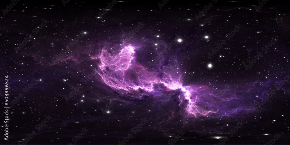 360 degree stellar system and glowing nebula. Panorama, environment 360 ...