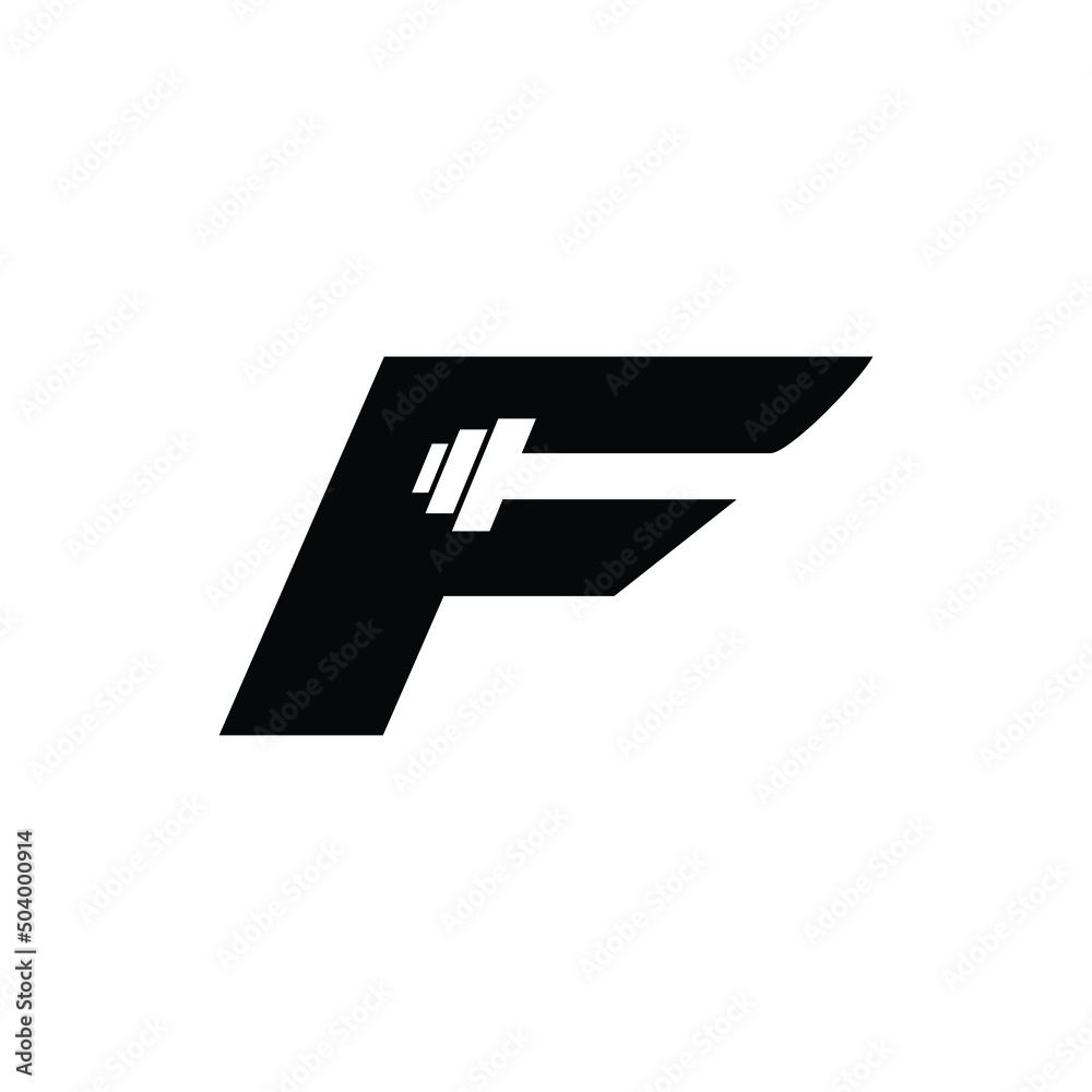 Letter F Logo With barbell. Fitness Gym logo. Stock Vector | Adobe Stock