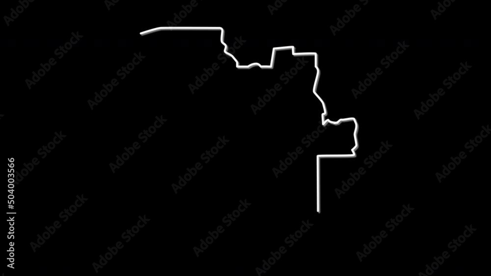Angola map self drawing animation. Line art. Black background. Stock ...