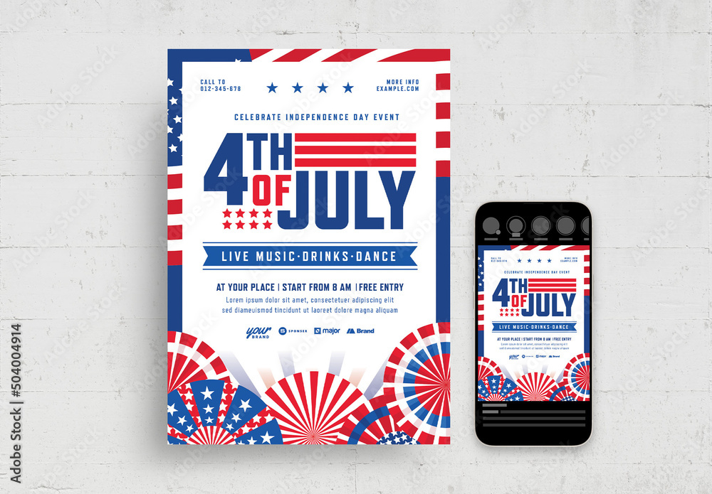 4th July Flyer Poster Stock Template | Adobe Stock