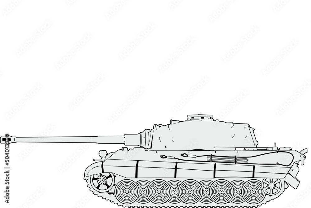 Side view of a heavy German Tiger II tank. World War II tank Stock ...