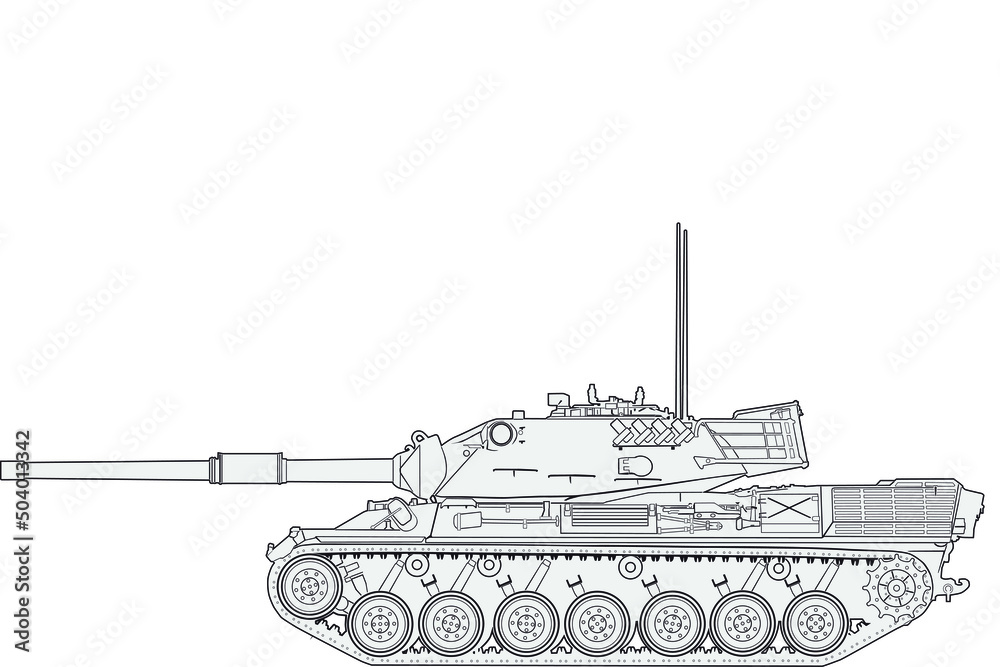 German Leopard I main battle tank . Detailed vector image of the tank ...
