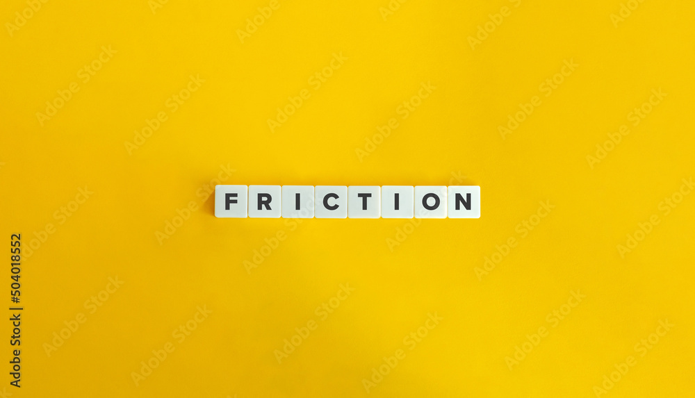 Friction Word and Banner. Letter Tiles on Yellow Background. Minimal ...