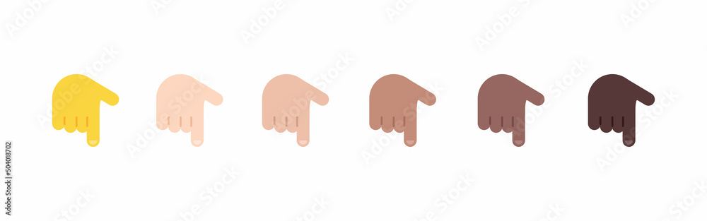 All Skin Tones Backhand Index Pointing Down Gesture Emoticon Set ...