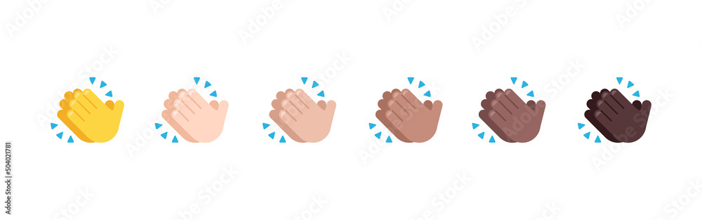 All Skin Tones Clapping Hands Gesture Emoticon Set. Clapping Hands Emoji Set Stock Vector ...