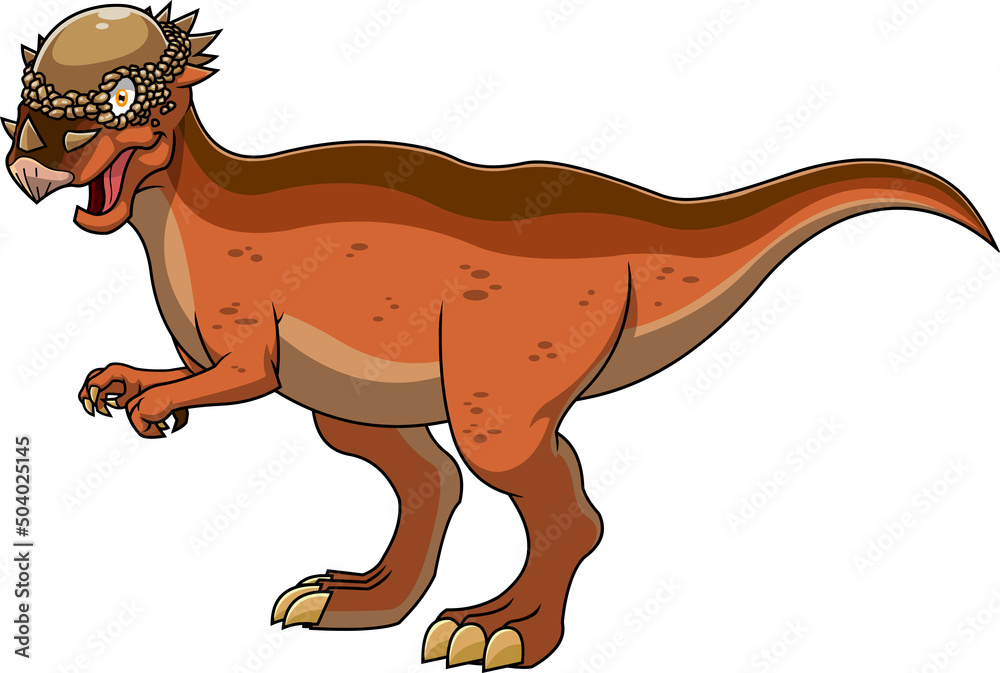 Pachycephalosaurus Dinosaur Cartoon Character. Vector Hand Drawn ...