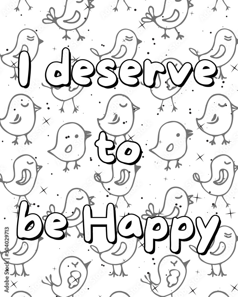 Positive affirmations coloring pages for kids Stock Illustration ...