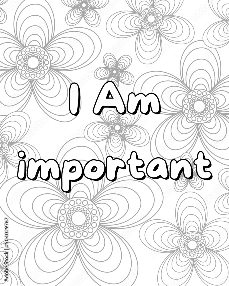 Positive affirmations coloring pages for kids Stock Illustration ...