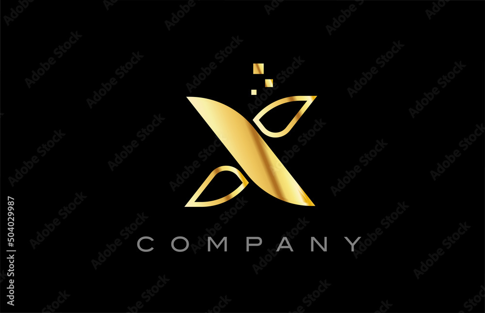 gold X alphabet letter logo icon. Creative design template for company ...