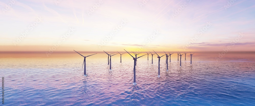 7680x4320 8K Ultra Hd. Offshore wind turbines farm on the ocean ...