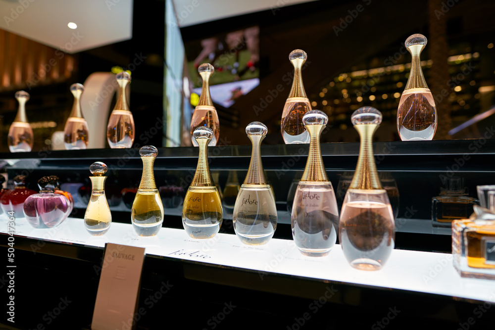 DOHA, QATAR - CIRCA MAY, 2017: perfumes on display at "Maison de Parfum ...