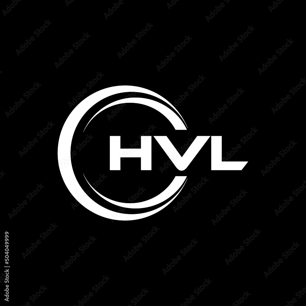 Vettoriale Stock HVL letter logo design with black background in ...