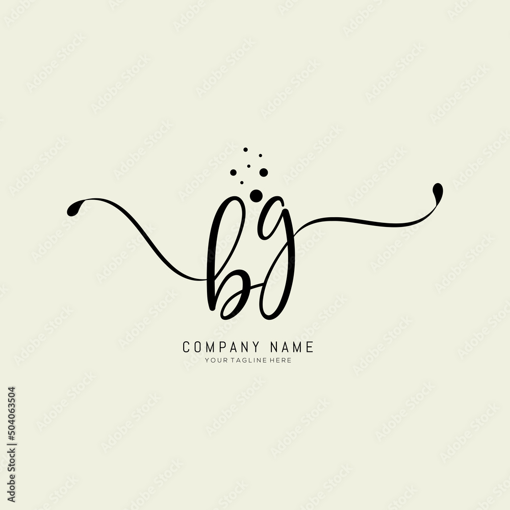 initial BG handwriting logo design vector template. dots letter BG logo ...